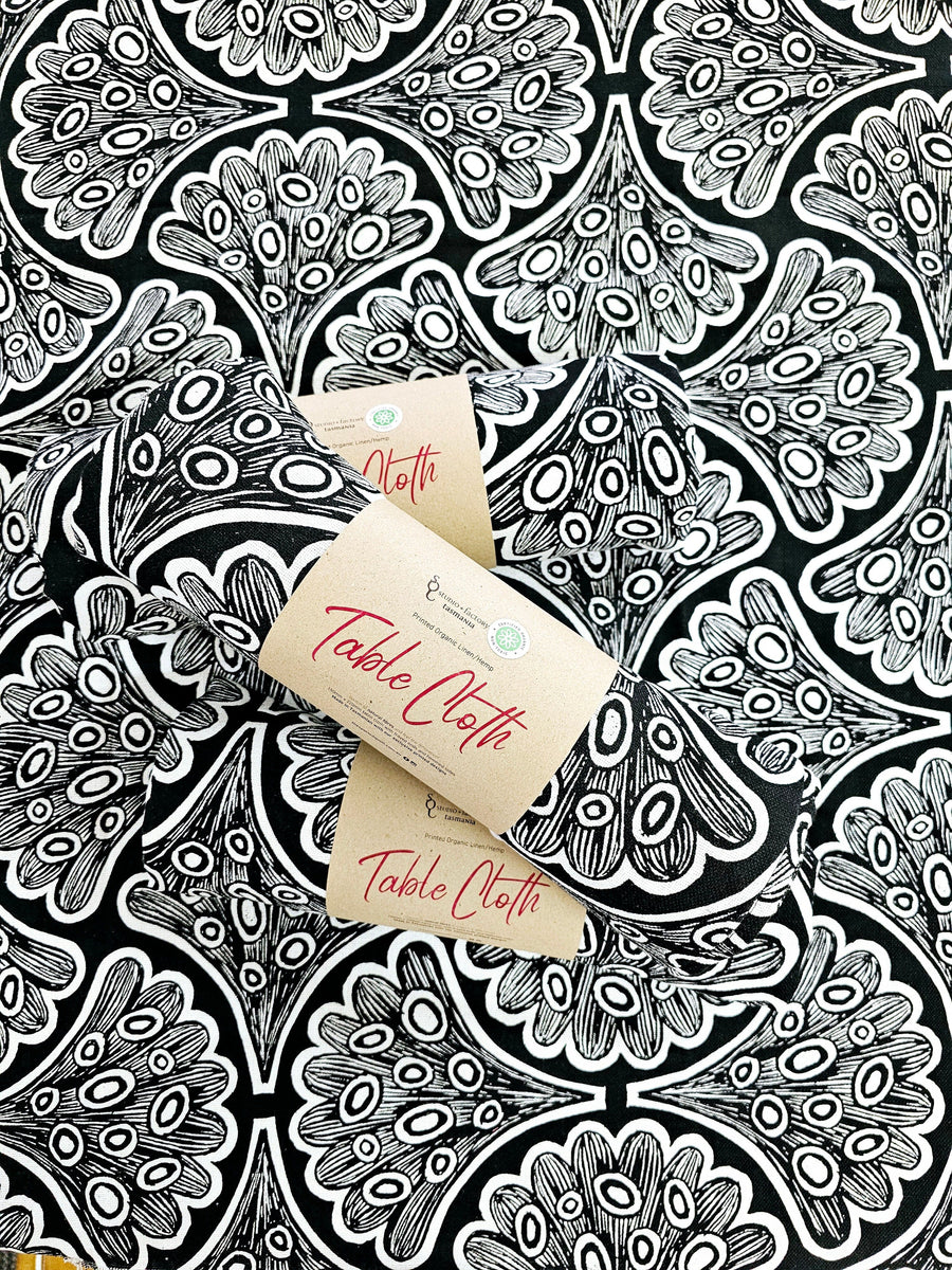 Organic Linen Table Cloth - Galaxias Fish Scale – The Spotted Quoll