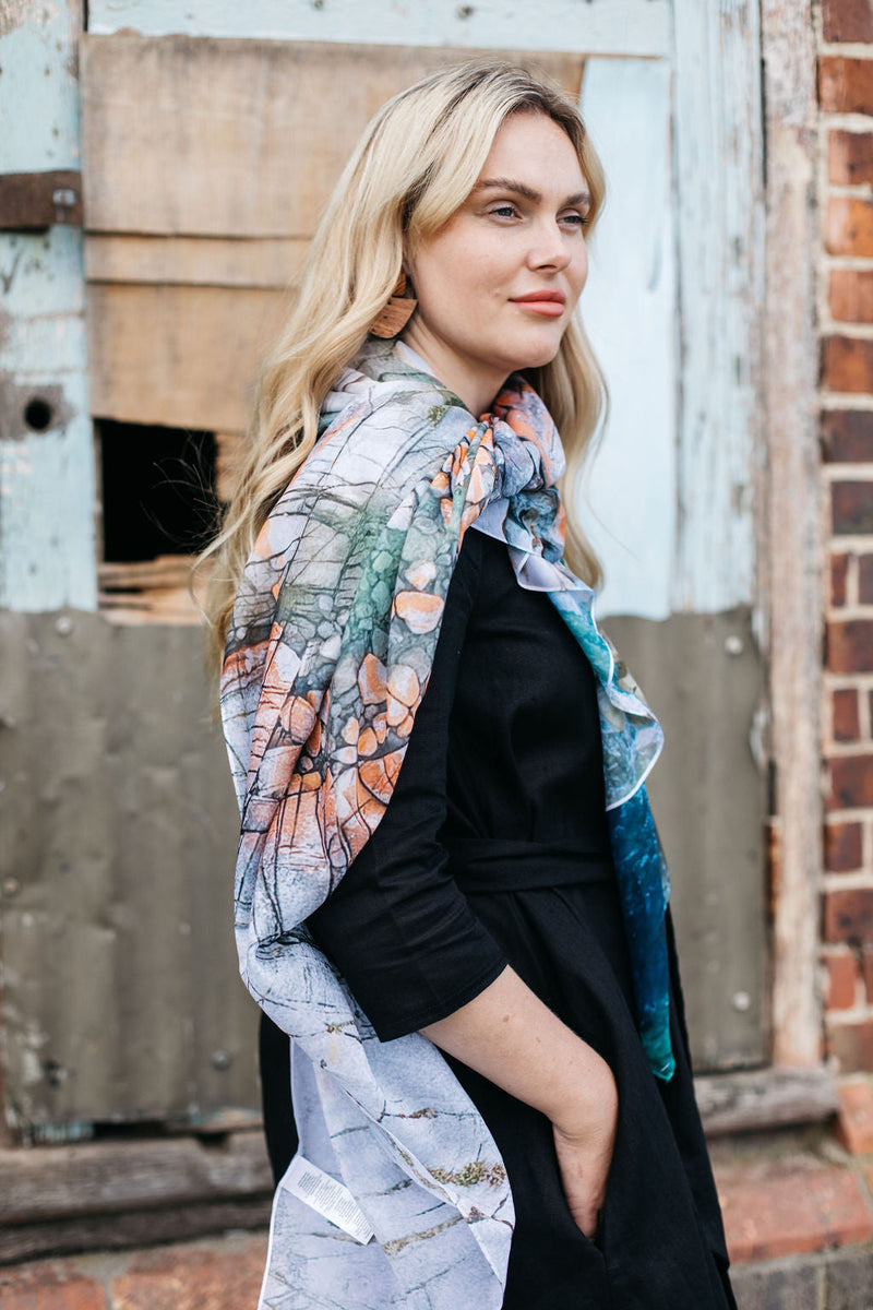 Silken Chic Scarves - Aerial Bay of Fires – The Spotted Quoll